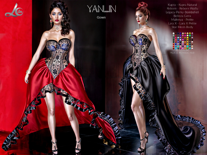 Second Life Marketplace - ️, Yanlin Formal Gown, 70 + Colors,Plus FX Hud